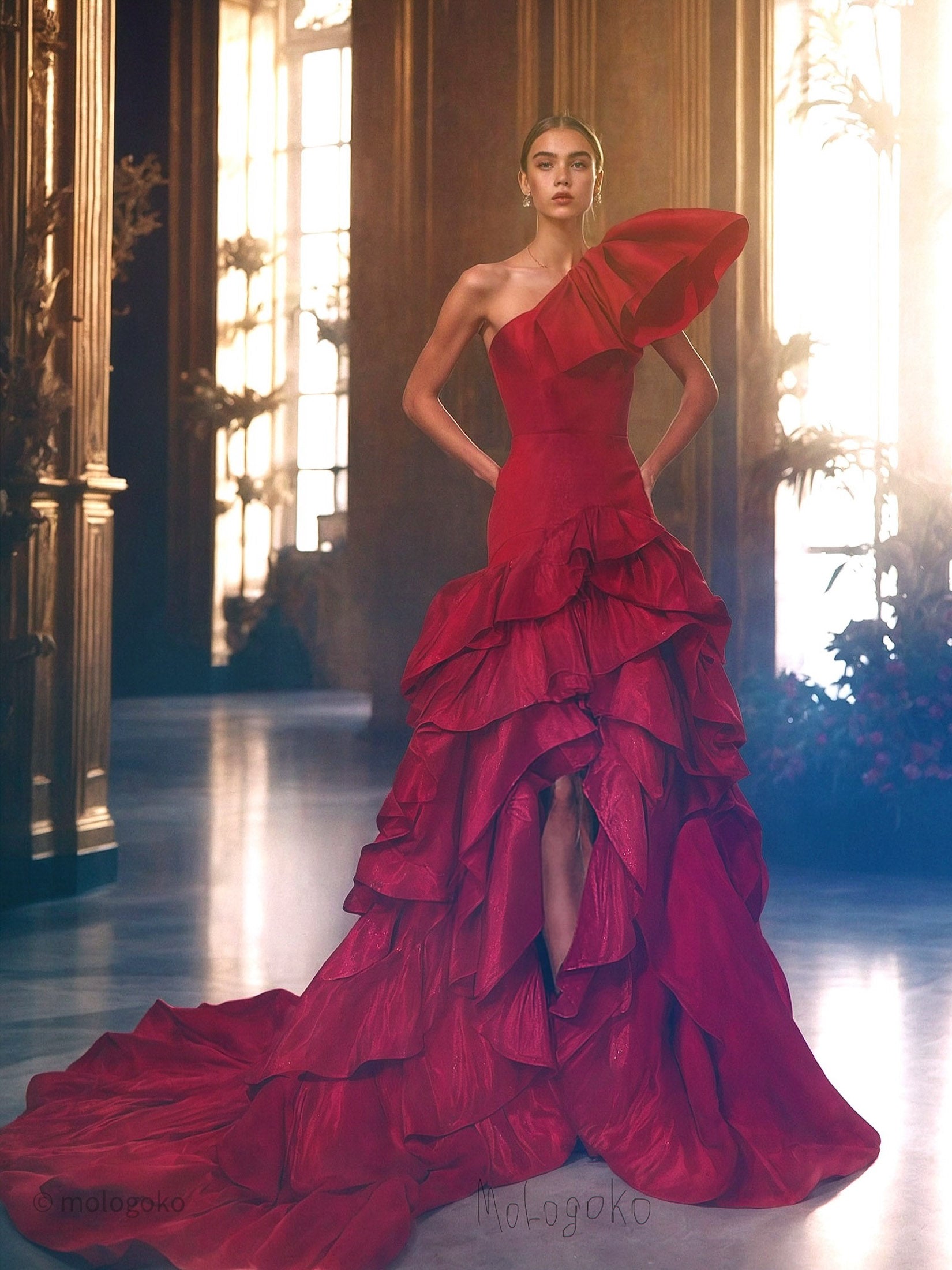 Marigold Sea Of Ruffles Gown – Mologoko Couture