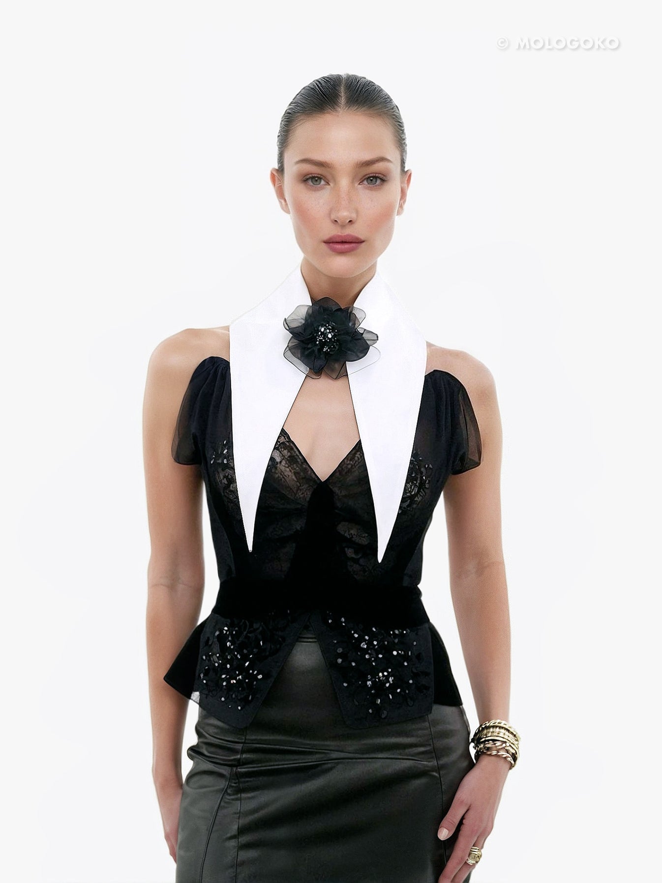Stylish Large Removable White Pointy Collar – Mologoko Couture